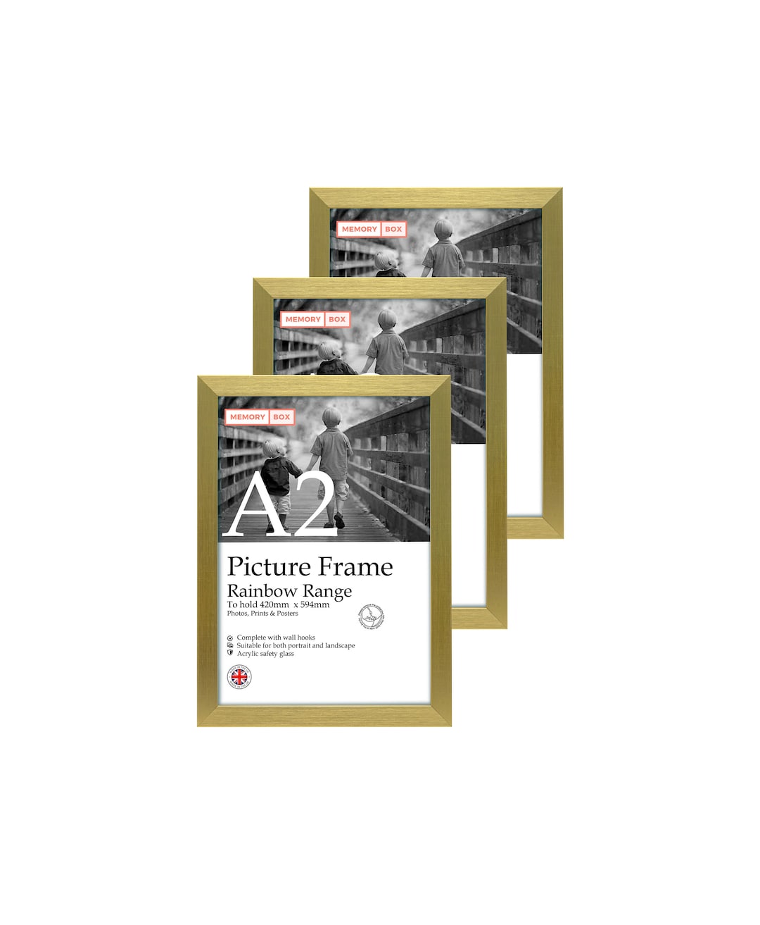 A4 A3 A2 Gold Picture Frame Set of 3, Display A3 Pictures With Mount or ...