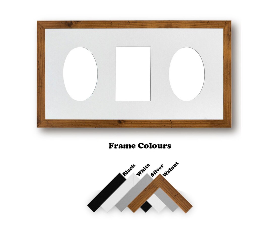 Walnut Multi Aperture Photo Frame: 20x10, Landscape Portrait Oval - Etsy UK