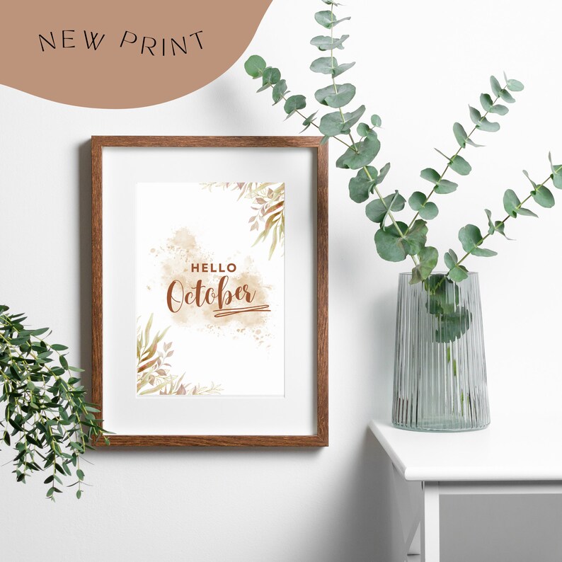 Hello October Digital Print Wall Decor Digital Download Fall Decor Fall ...