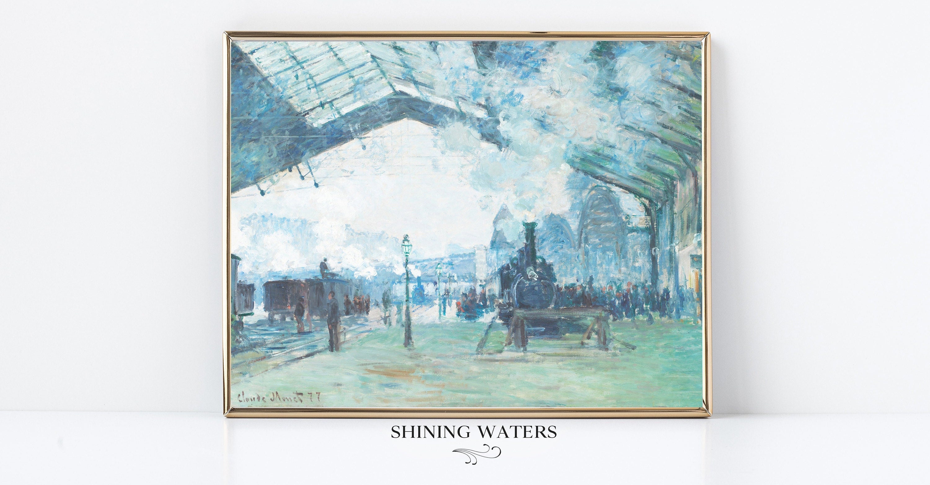 Vintage Impressionism Train Painting Printable Wall Art Instant Digital ...