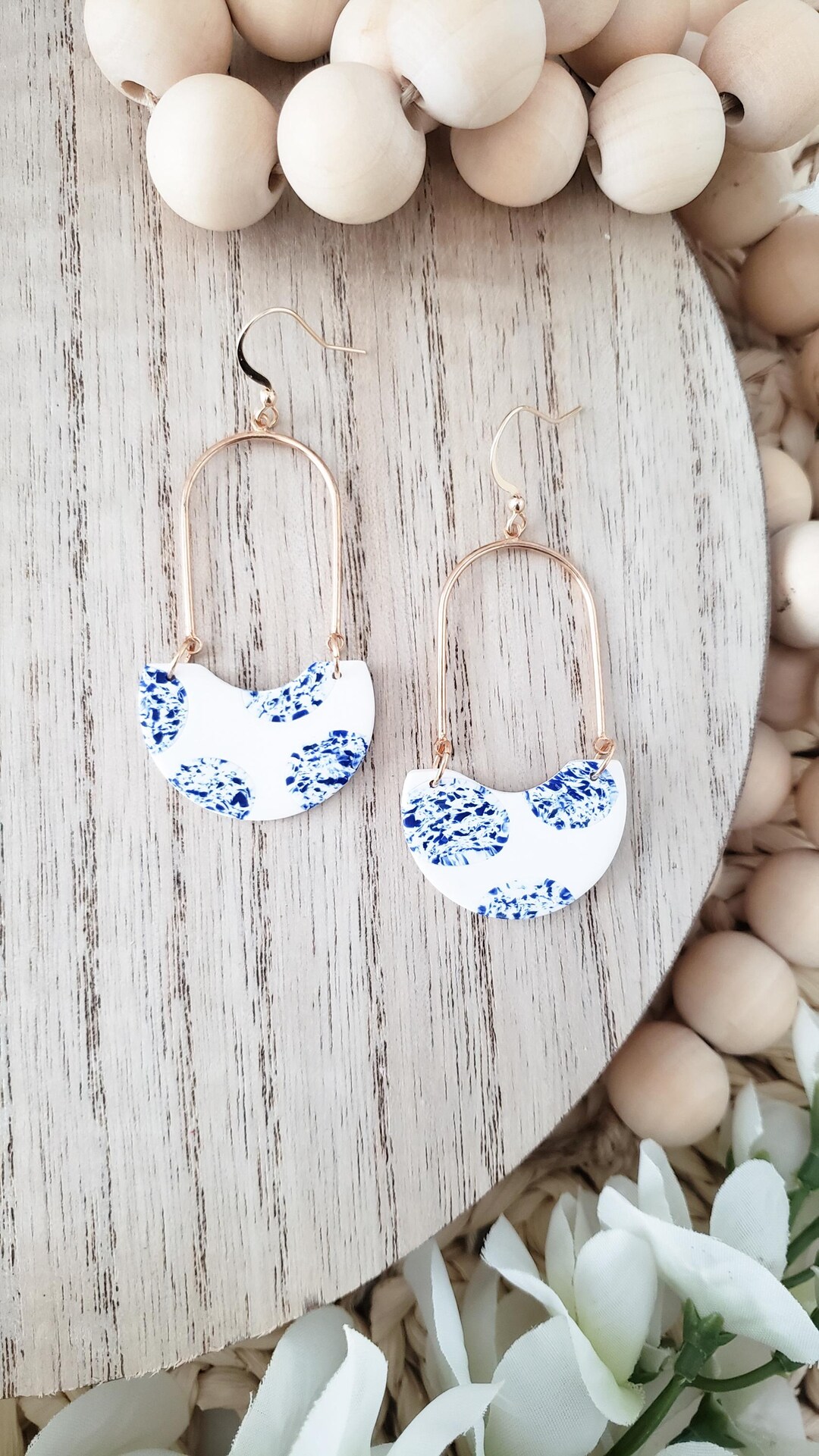 Santorini Tile Dangle Earrings,porcelain Grecian Pottery, Vacation Blue ...
