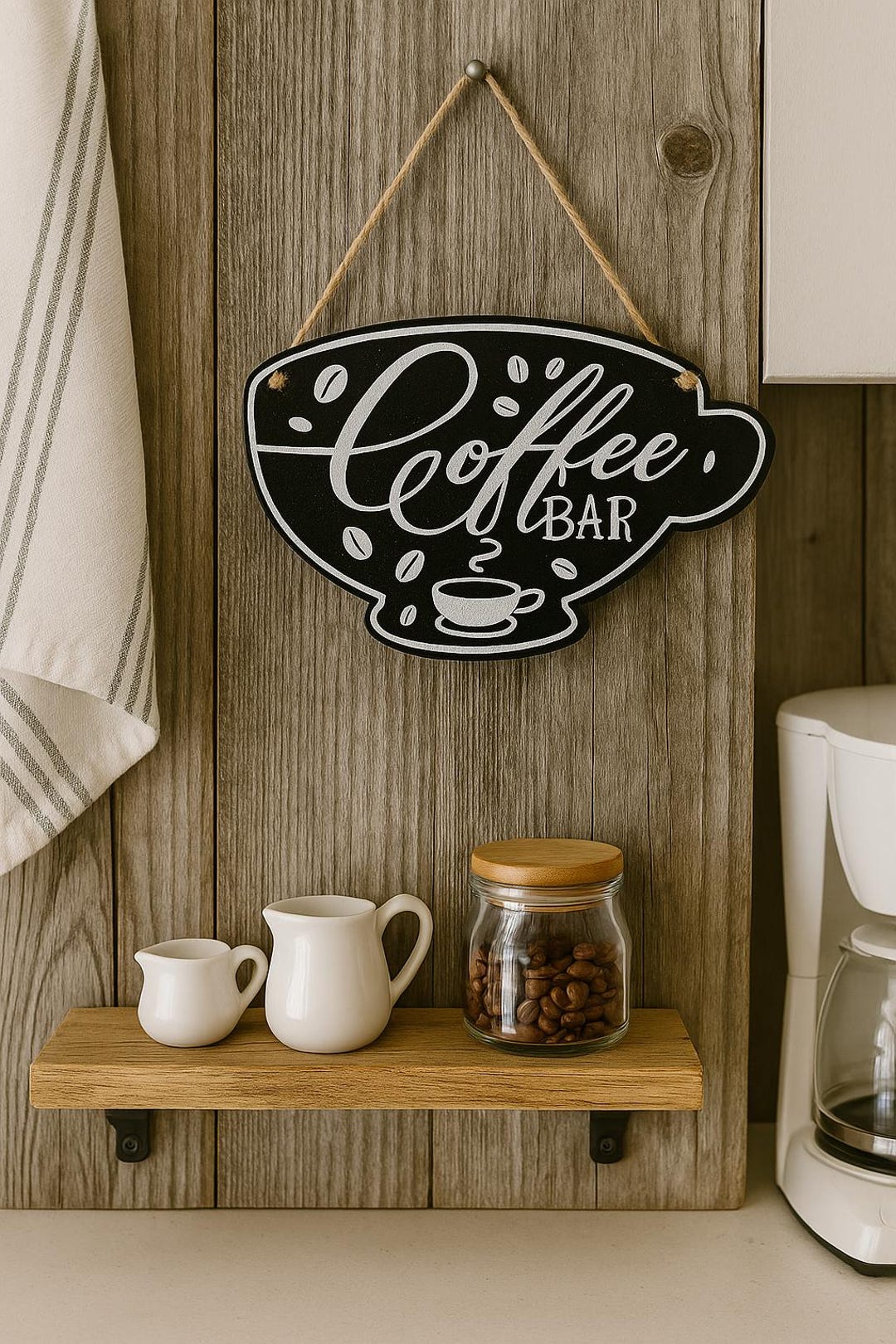 Coffee Bar Sign | Farmhouse Kitchen Wall Décor | Rustic Coffee Station ...