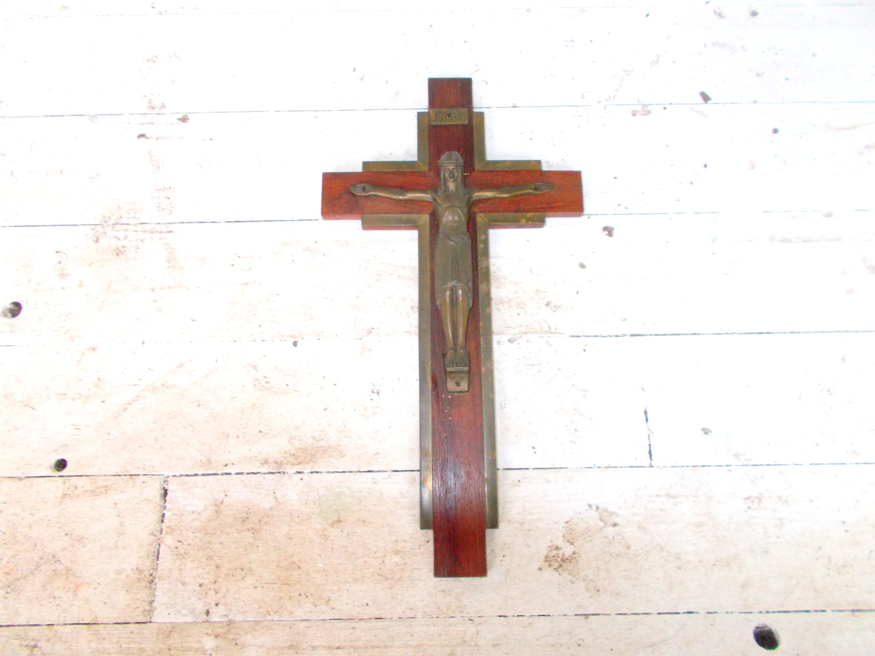 Large Midcentury Jesus Christ Cross Sheet Metal on Wood - Etsy