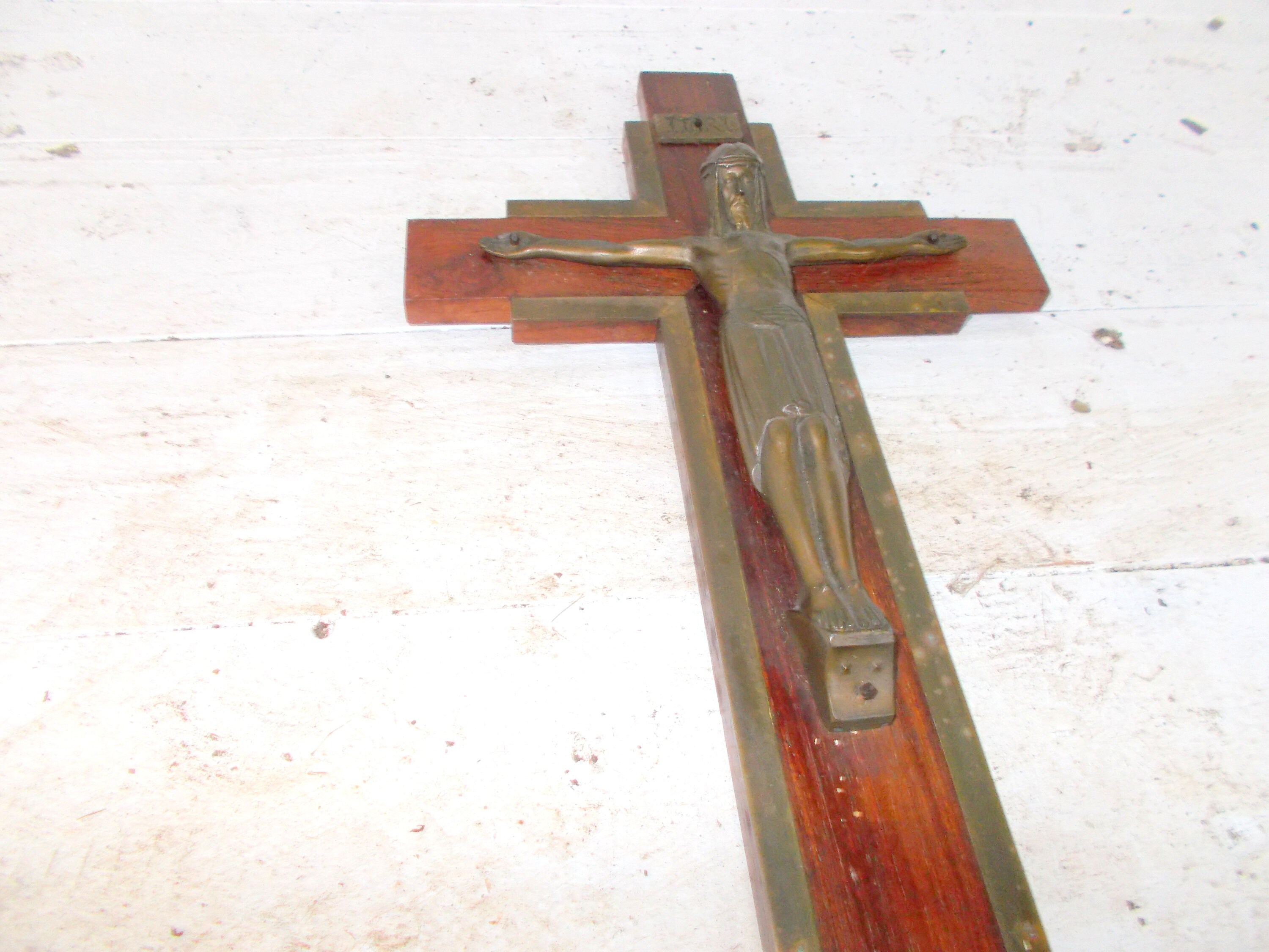 Large Midcentury Jesus Christ Cross Sheet Metal on Wood - Etsy