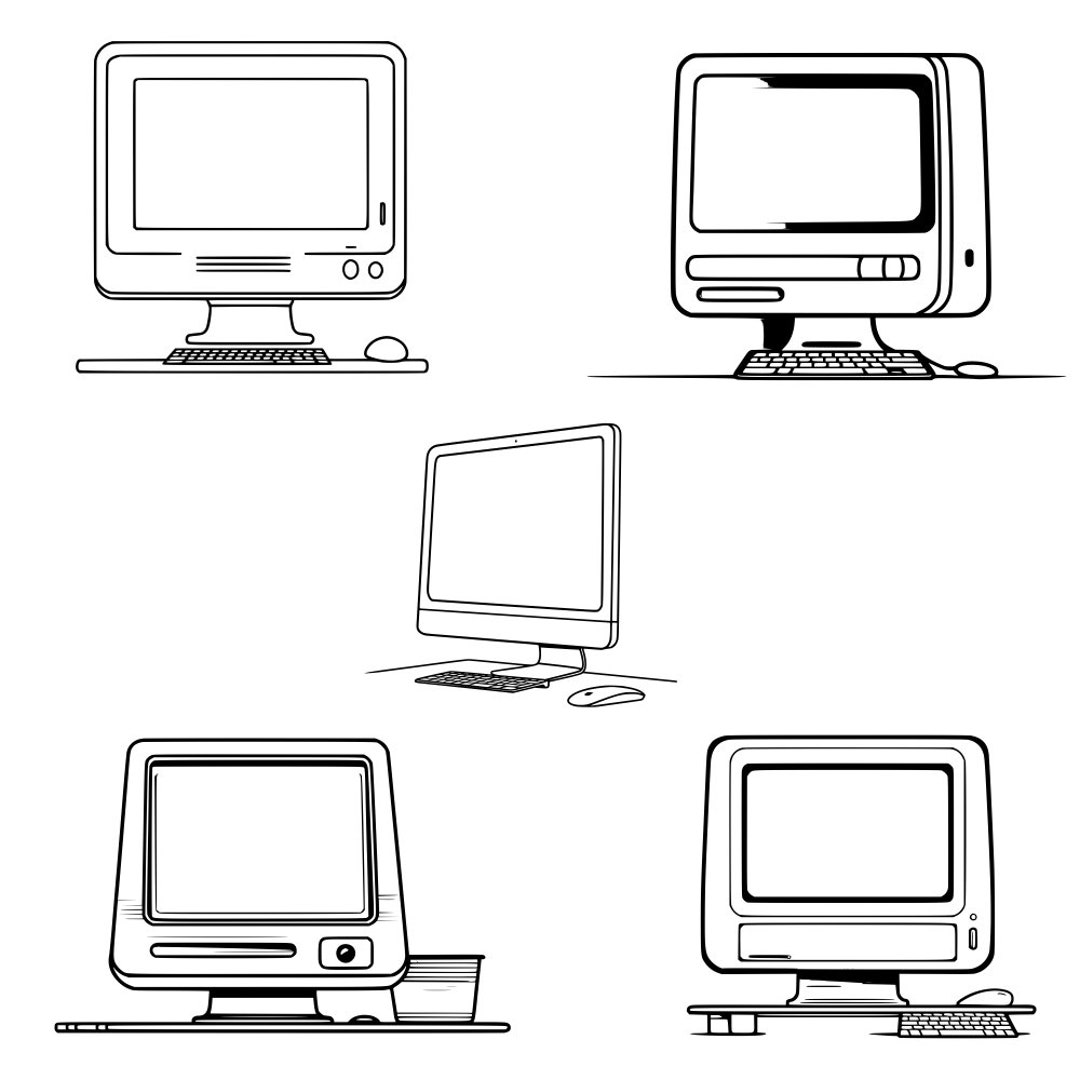 Desktop Computer SVG/PNG Bundle Computer Clipart Minimalist Clipart ...