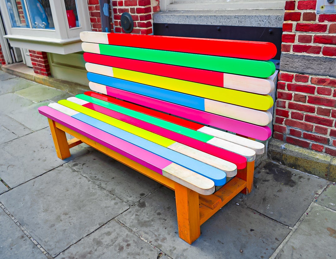 Colorful Bench, NYC, Street Scene - Etsy