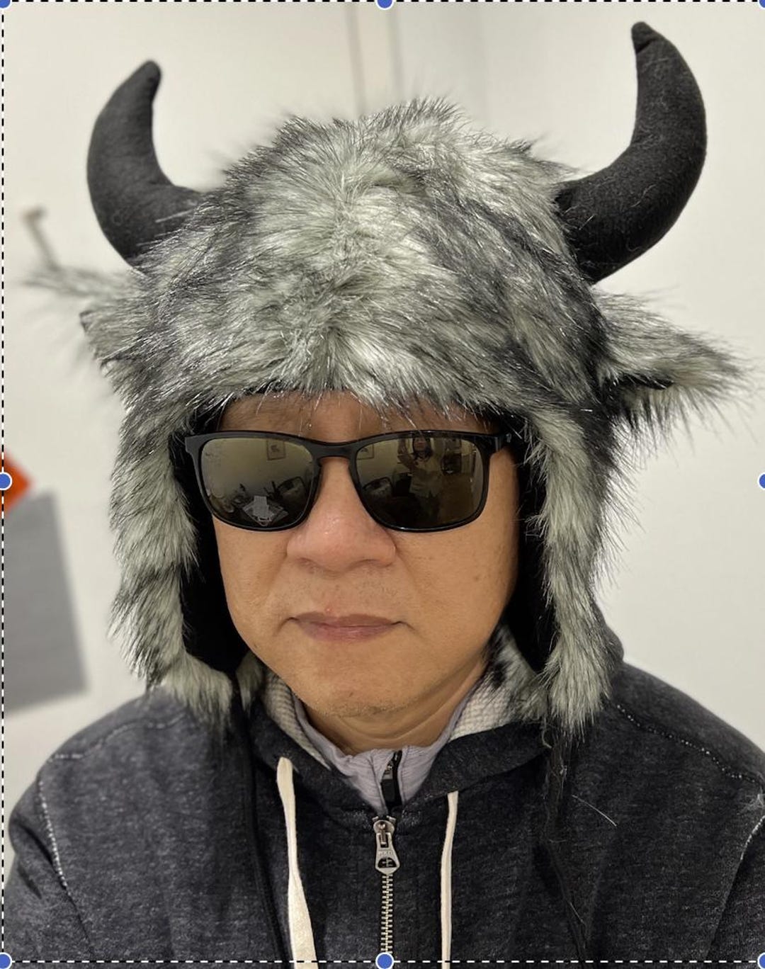 Furry Bull Horn Hat Black,winter Warm Hat Adult and Child,animal Ears ...