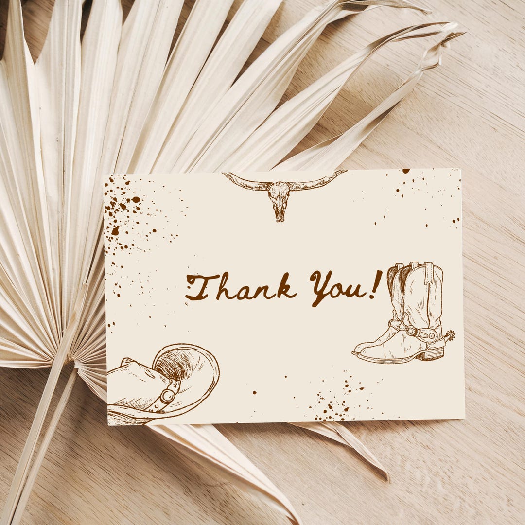 Western Birthday Thank You Card - Etsy
