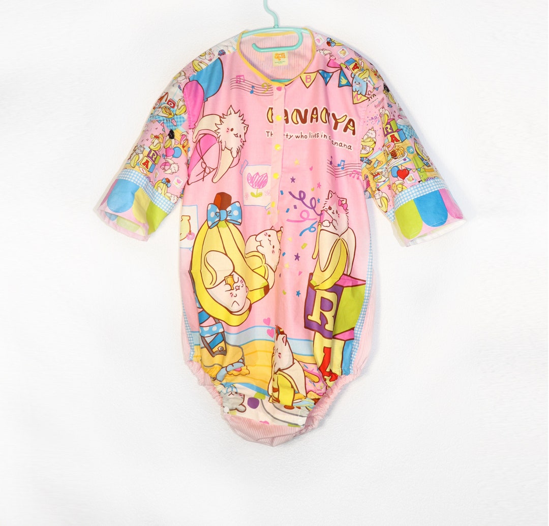 ABDL SHIRT ONESIE Body Strampler Blouse Kidcore Babycore Banana Cat ...