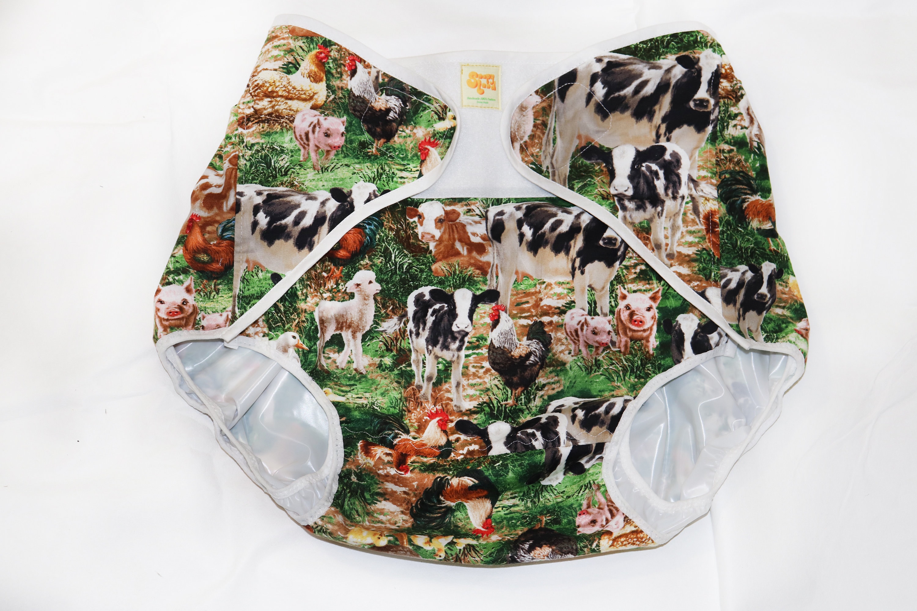 PVC Lined DIAPER COVER Barnyard Omutsu Abdl Adultbaby Adult Baby Cow ...