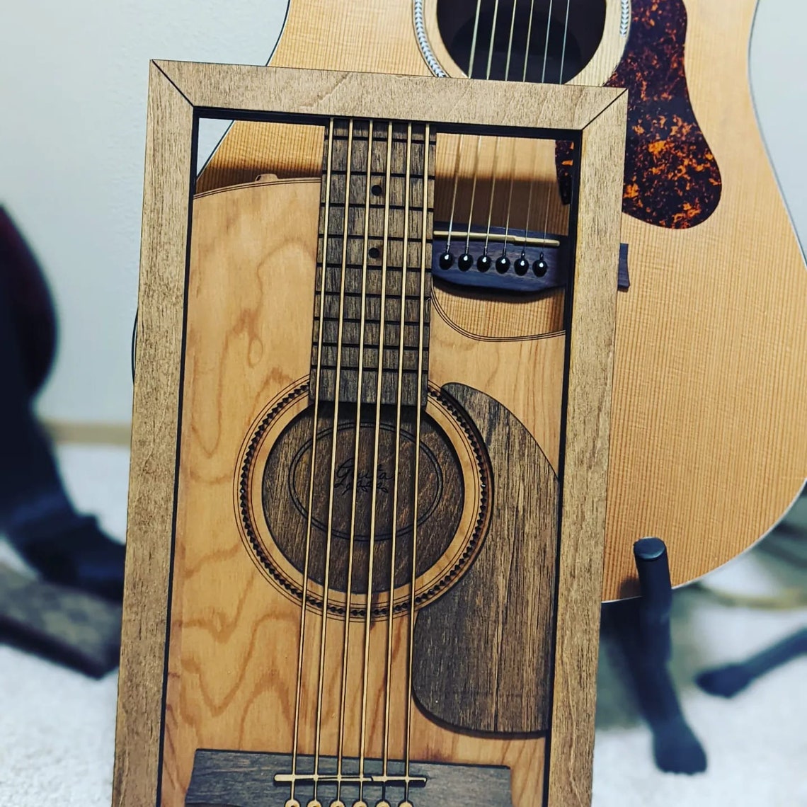 Acoustic Guitar/ Wooden 3D Box Art/ Musician Gift/ Music Art ...