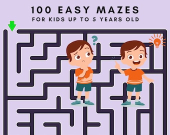 100 Easy Mazes for Kids up to 5 Years Old, Printable Labyrinth Pages ...