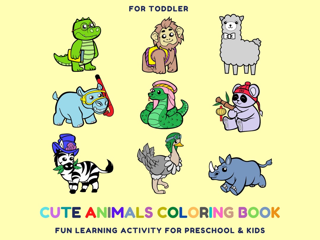 Cute Animals Coloring Book for Kids, Coloring Pages for Kids, Animals ...