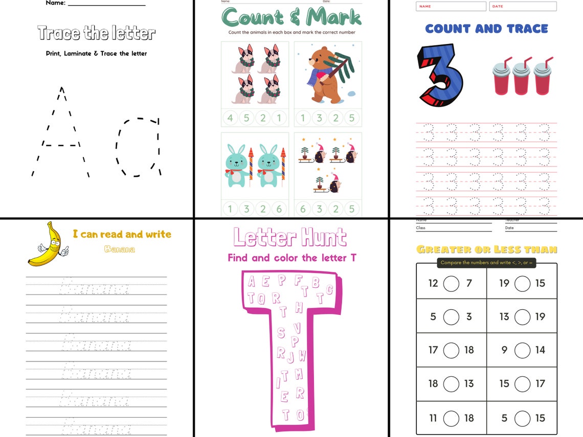 200 Learning Activity Pages for Kids, Fun Preschool Learning ...