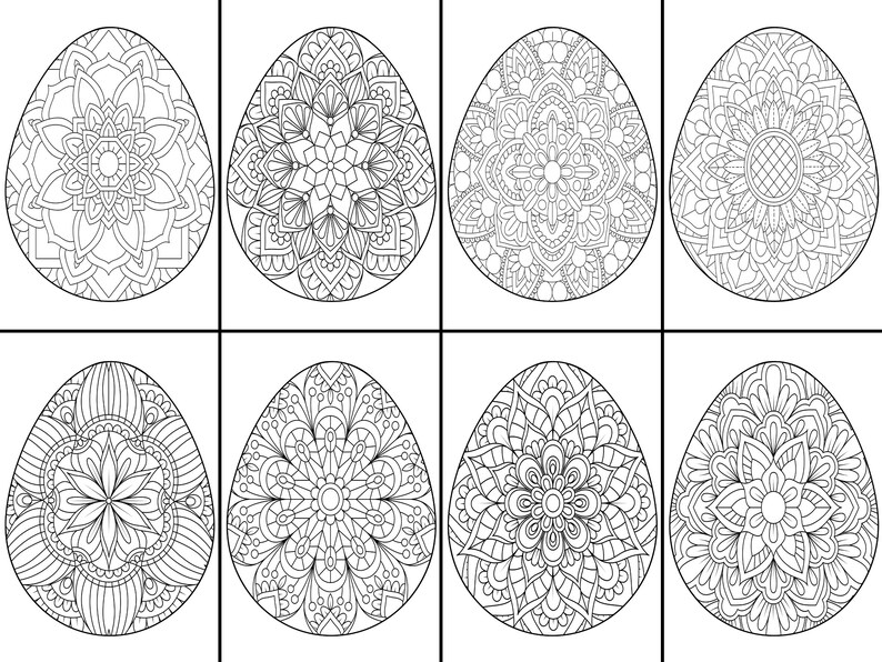 200 Printable Easter Eggs Coloring Pages | Mandala Basket Eggs | Easter ...