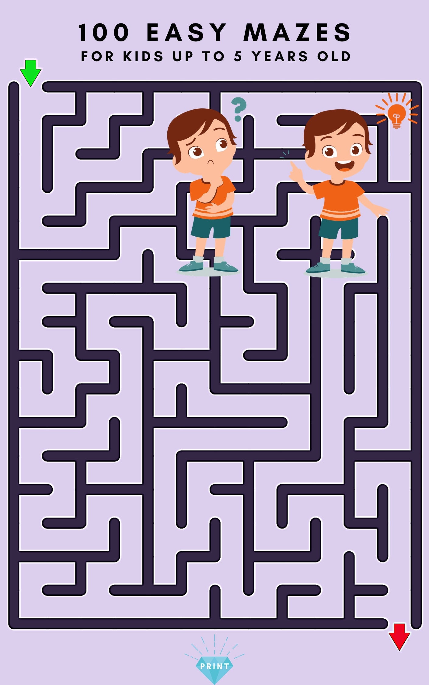 100 Easy Mazes for Kids up to 5 Years Old, Printable Labyrinth Pages ...