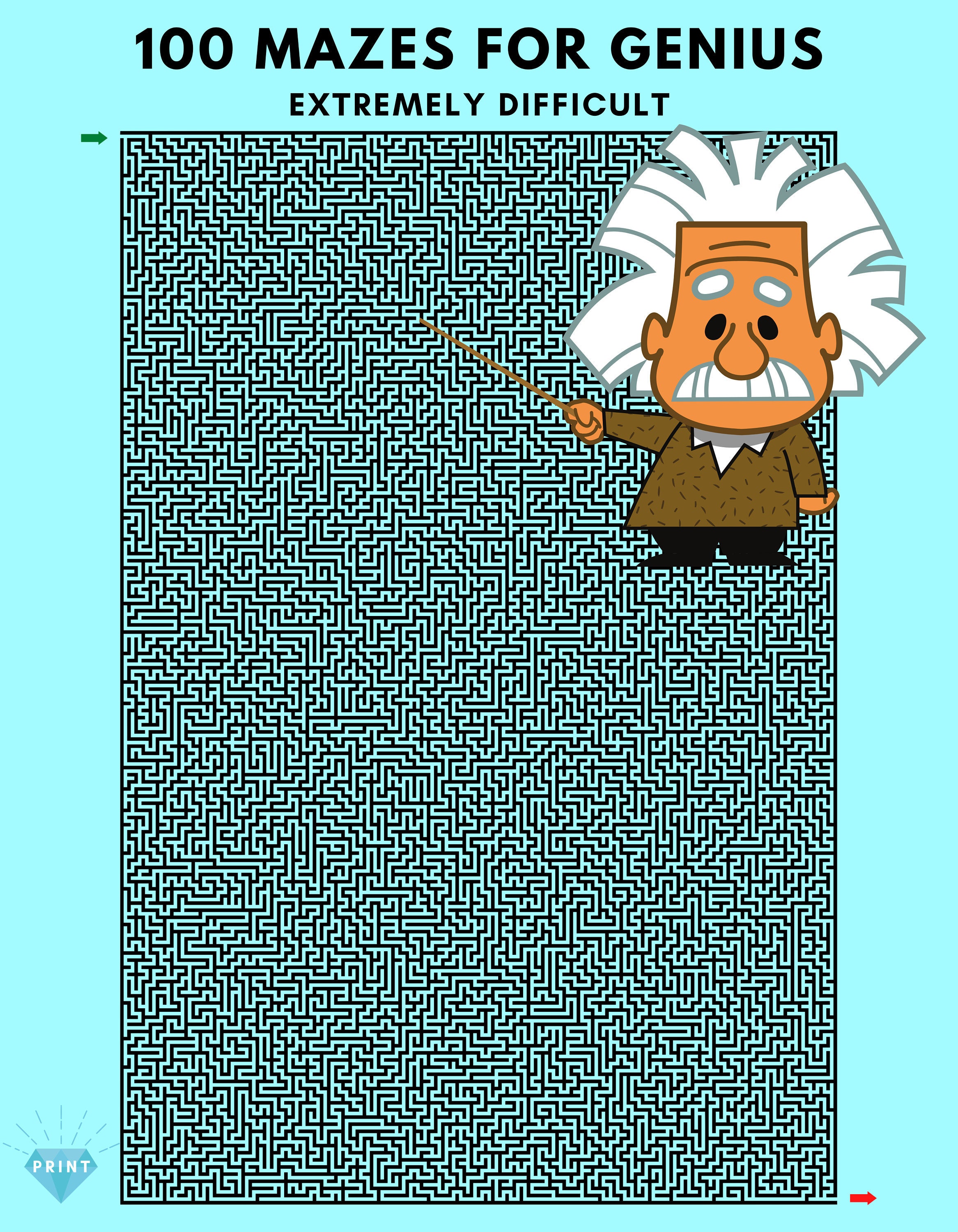100 Mazes for Genius Solutions Included, Extreme Difficulty, Printable ...
