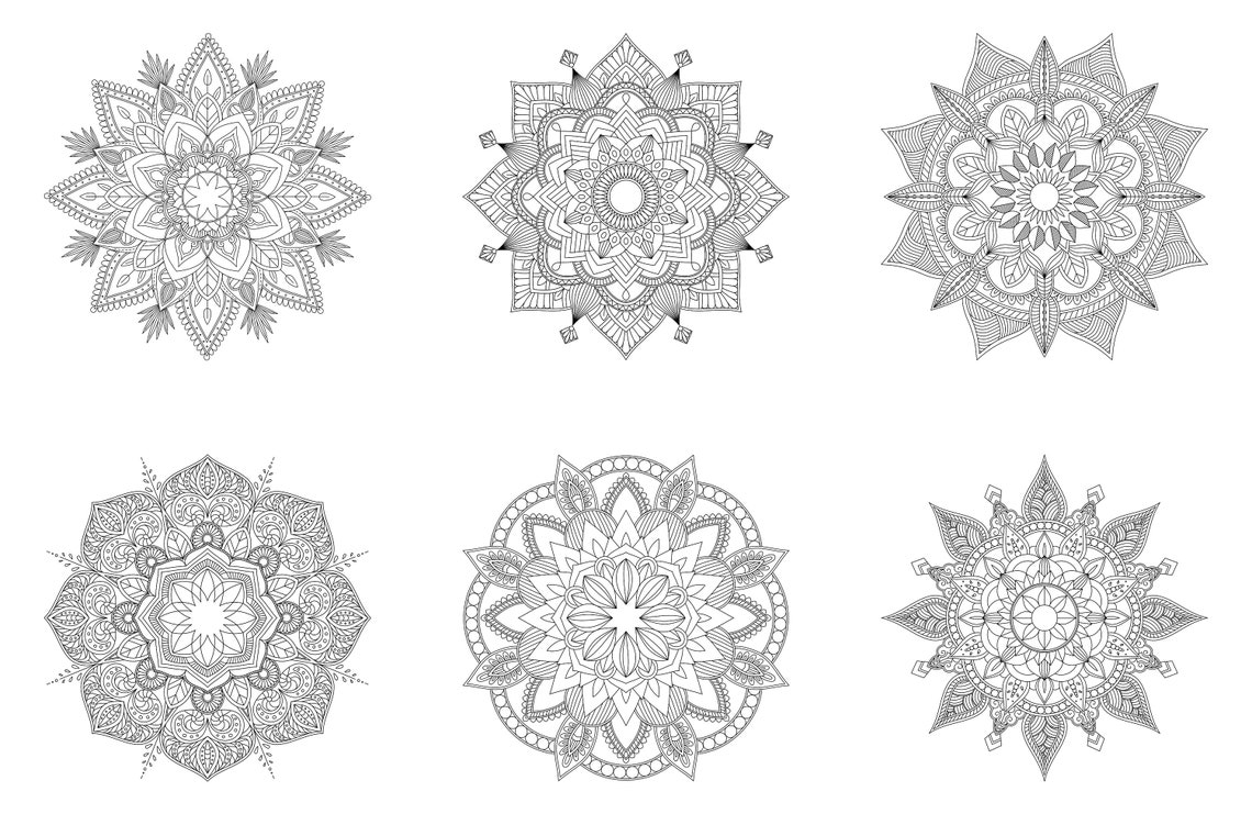 200 Complex Mandala Coloring Designs | Printable Mandala Adult & Kids ...