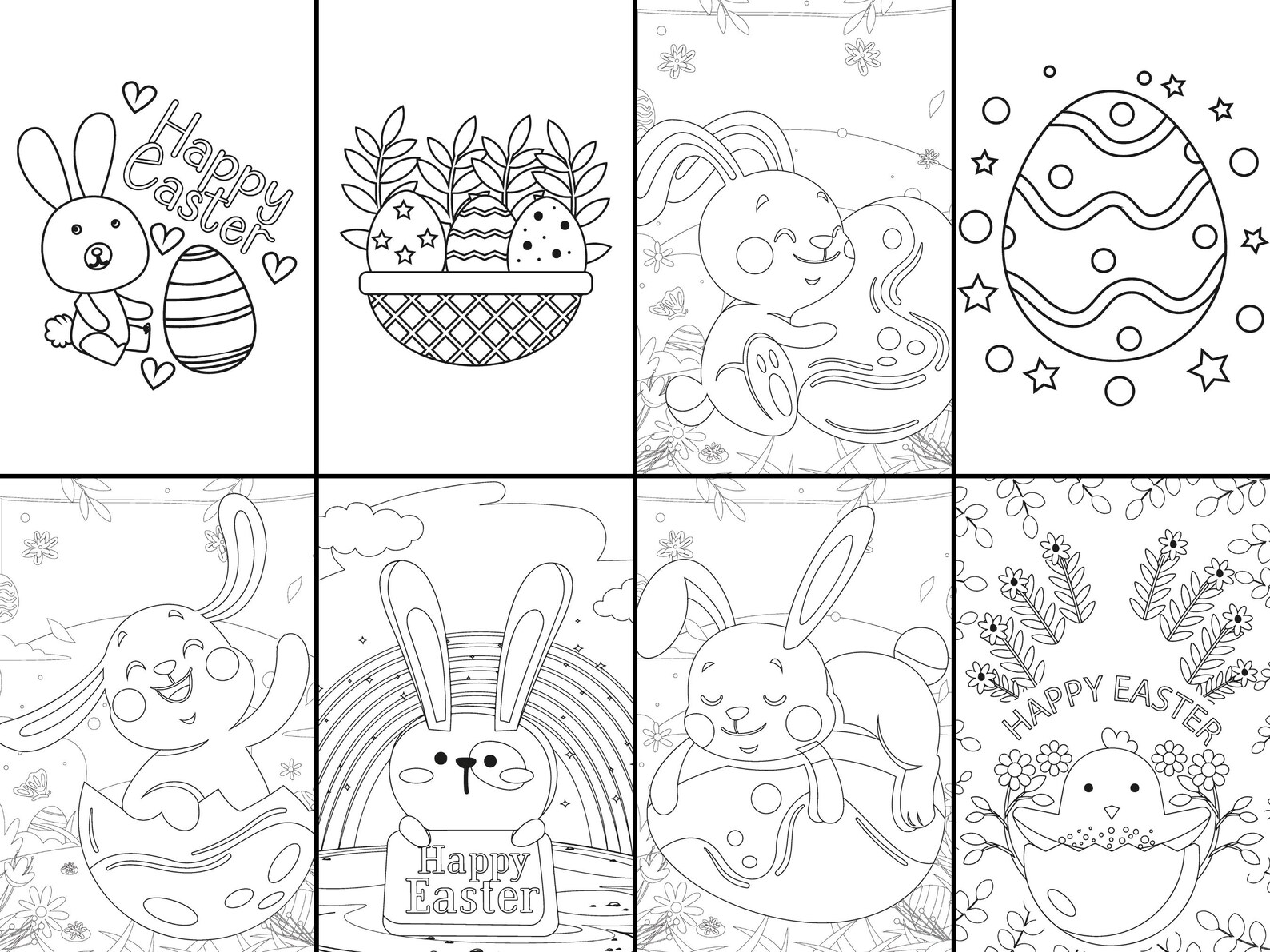 1000 Printable Easter Coloring Pages | Cute Animals | Basket Eggs ...