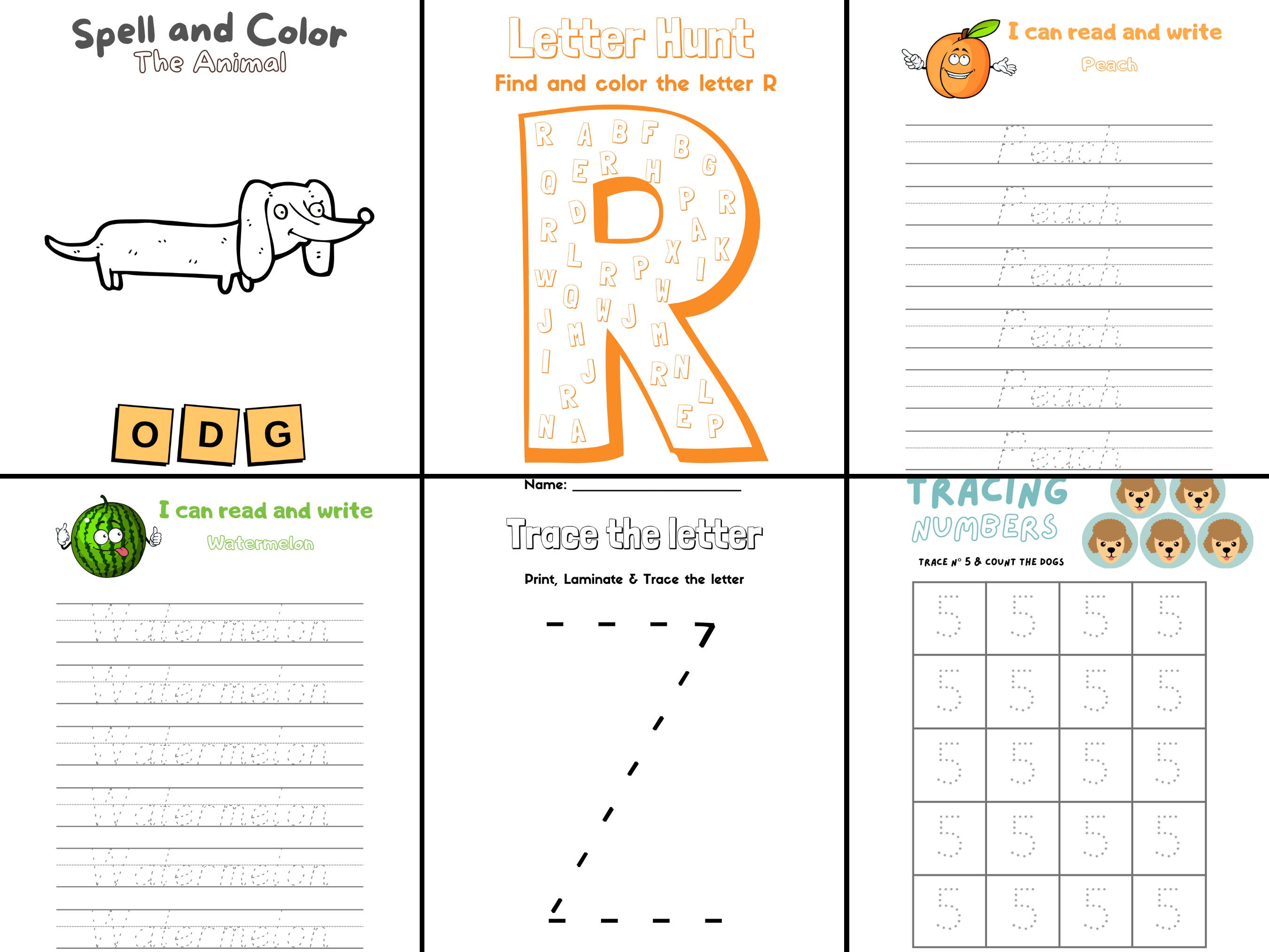 200 Learning Activity Pages for Kids, Fun Preschool Learning ...