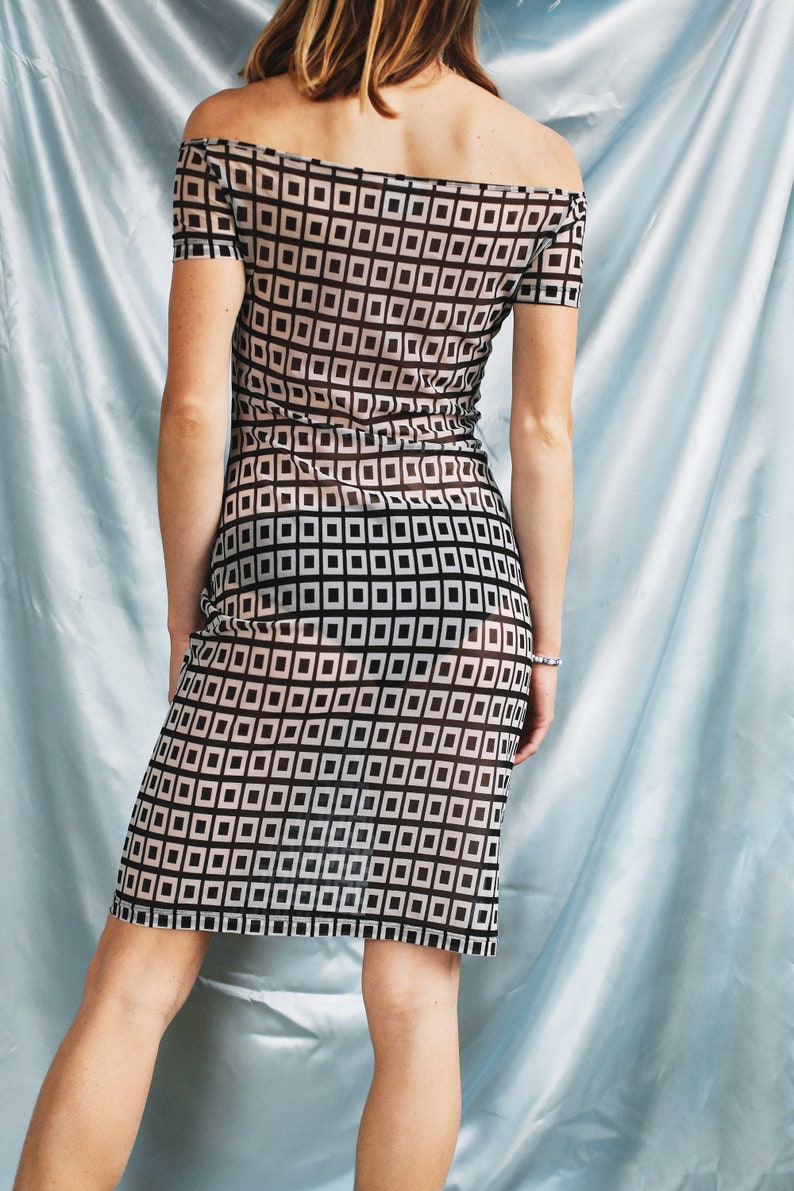 1990s Versace Vintage Mesh Dress, Monogram Print Size M 90s Robe VJC - Etsy