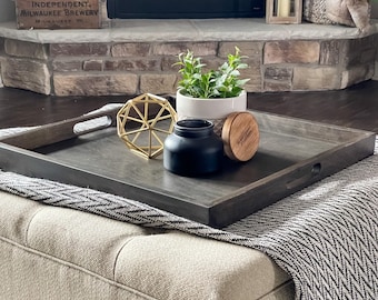 Solid Wood Ottoman Tray Oversized Extra Large Tray With Handles XXL Handcrafted Home Decor Etsy