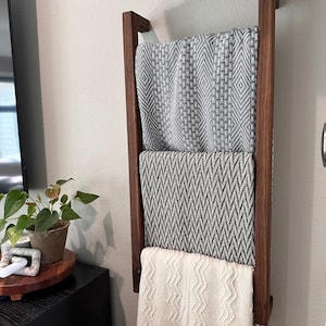 Wall Mounted Walnut Blanket Display Ladder | Handcrafted Solid Wood ...