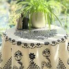 Floral Round Tablecloth, Turkish Hand Block Printed Round Table Cover ...