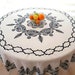 Floral Round Tablecloth, Turkish Hand Block Printed Round Table Cover ...