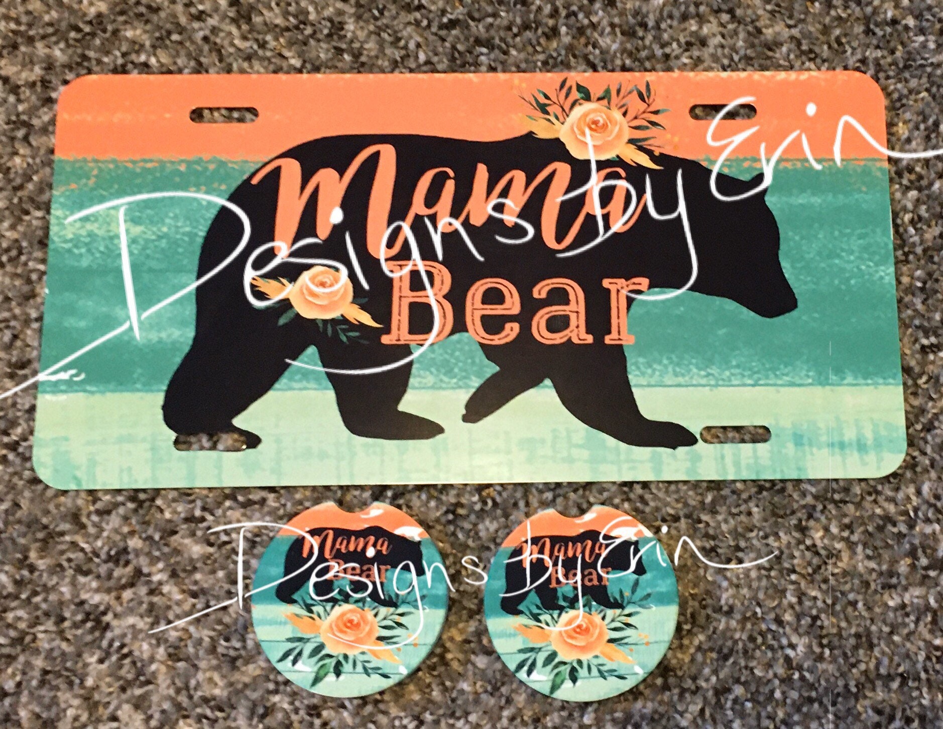 Mama Bear License Plate and Car Coaster Set - Etsy