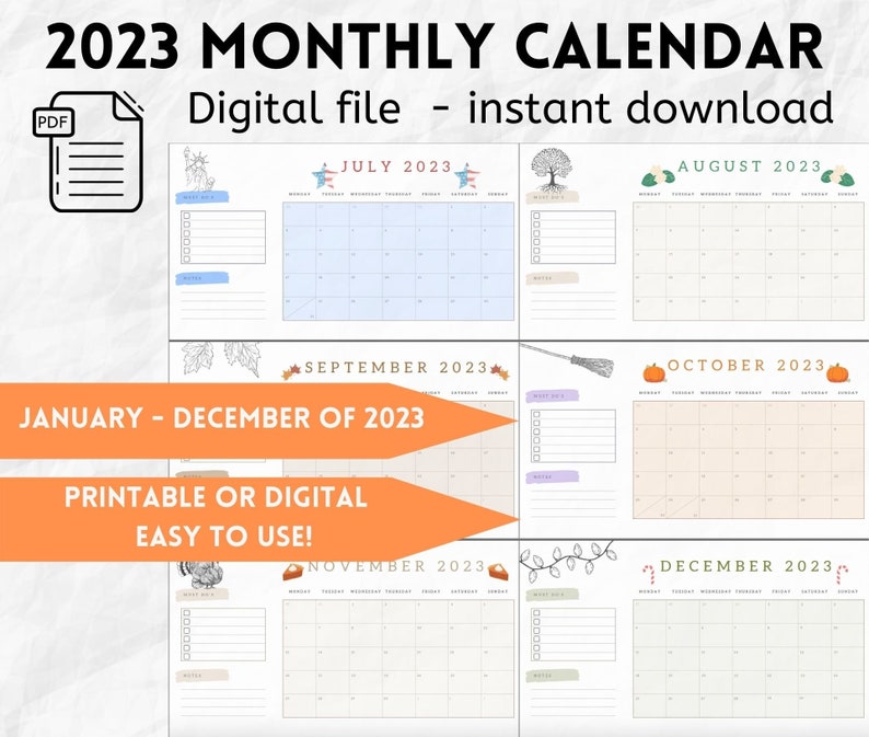 2023 Digital Planner Monthly Planner Goodnotes Planner Ipad - Etsy