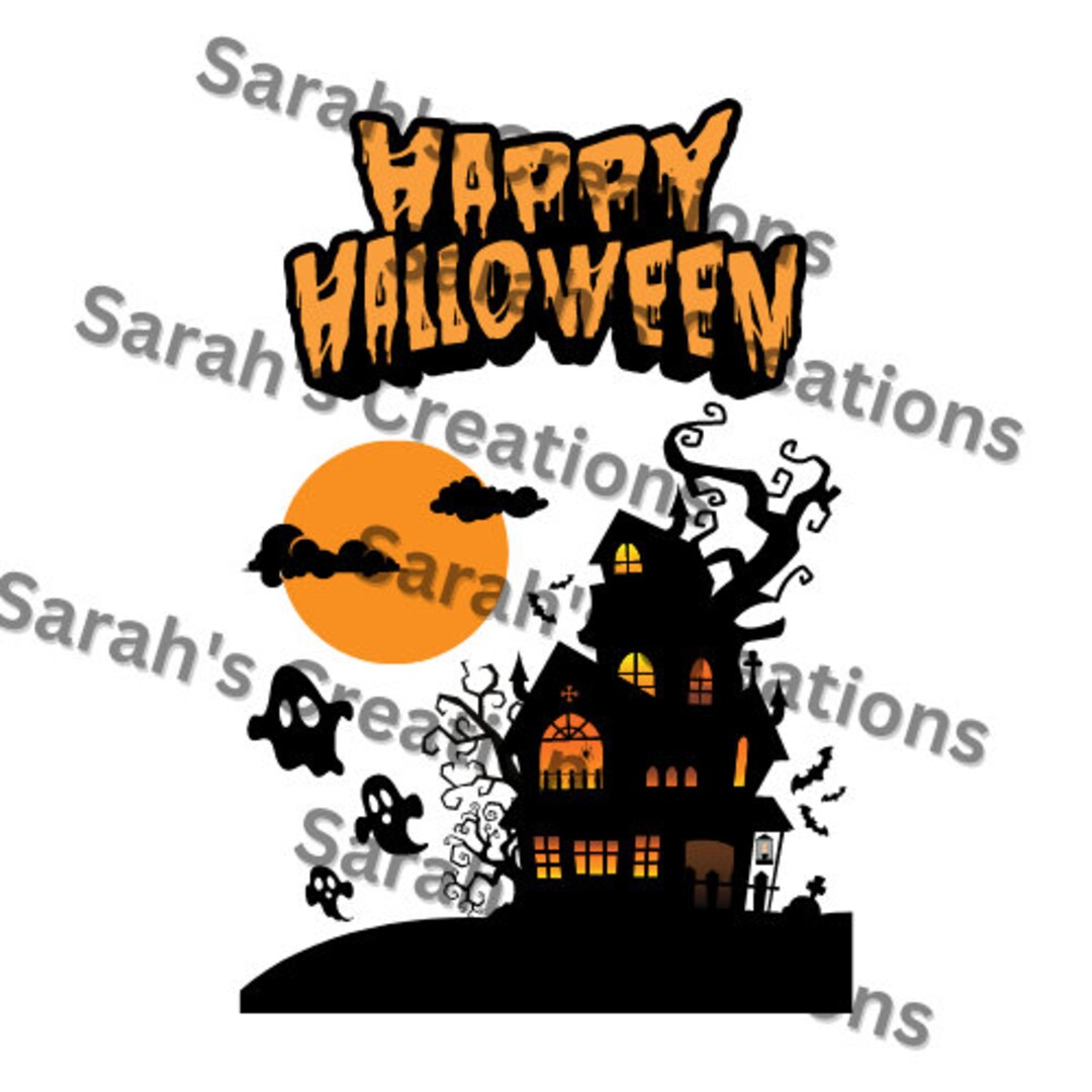 Happy Halloween Haunted Houses Png - Etsy