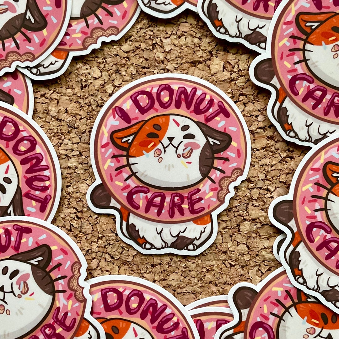 Donut Cat I Donut Care Vinyl Sticker in 40 X 65 Mm - Etsy