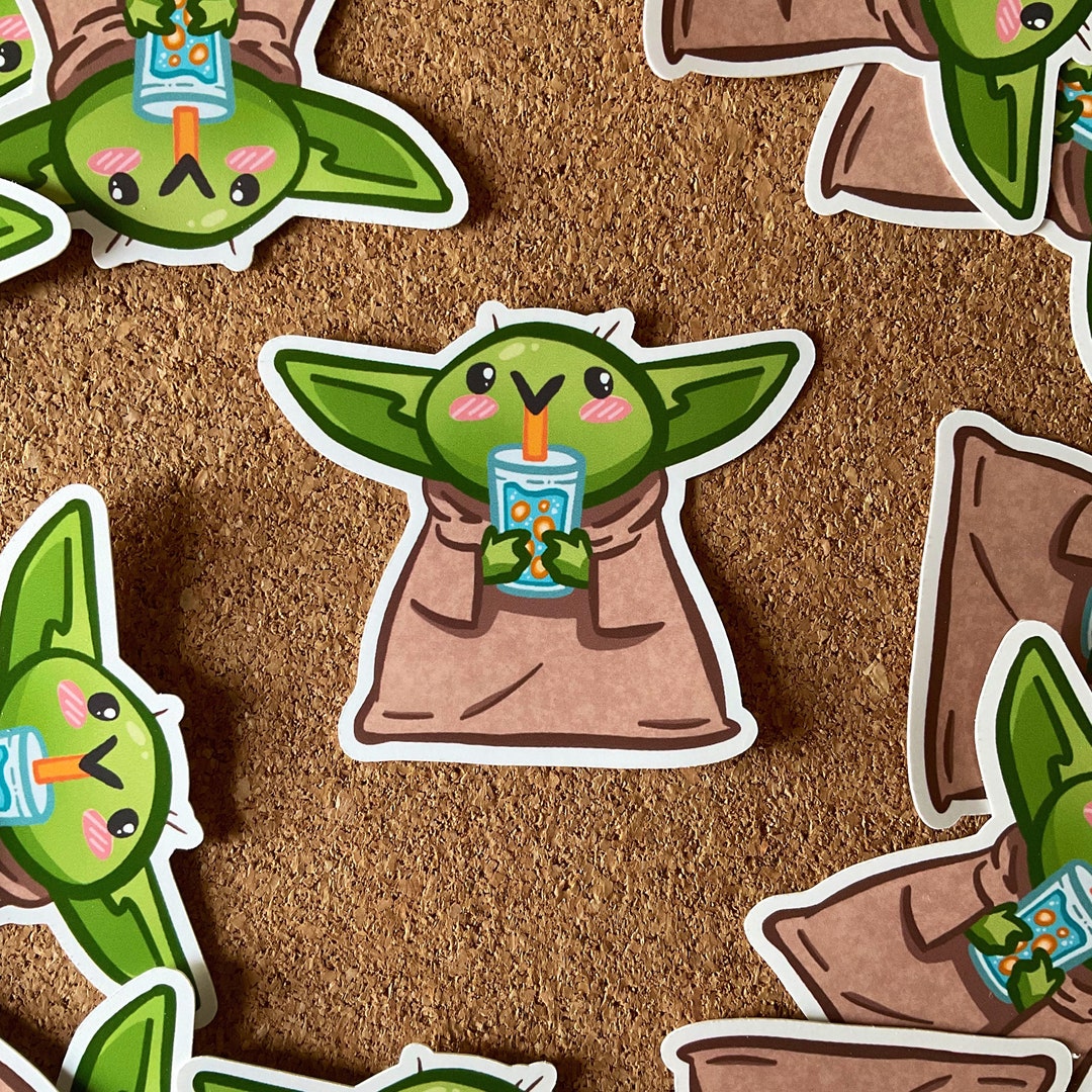 Baby Yoda Grogu Boba Tea The Mandalorian Star Wars Vinyl-Sticker ...