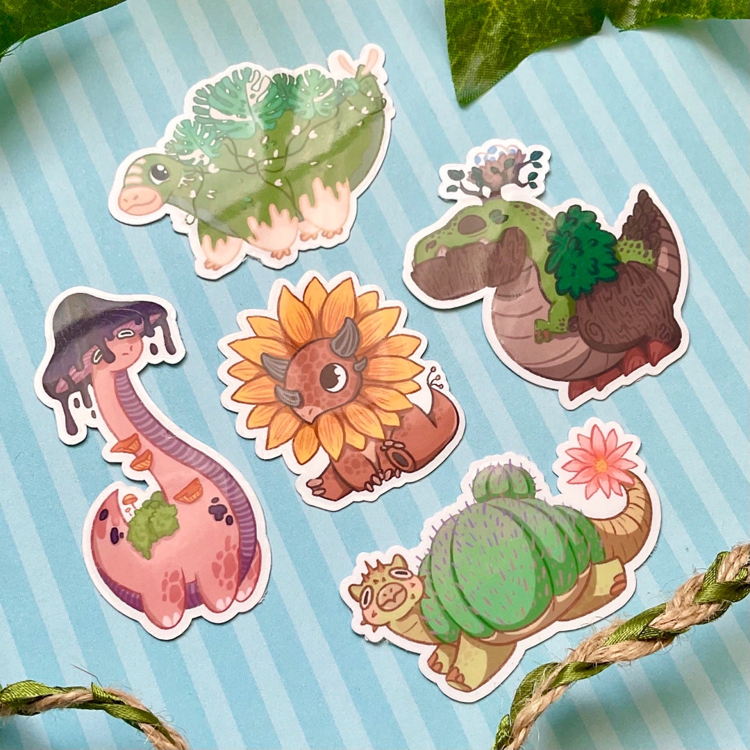 Plant Dinosaur - Vinyl Stickers Individually or in a Set - Etsy