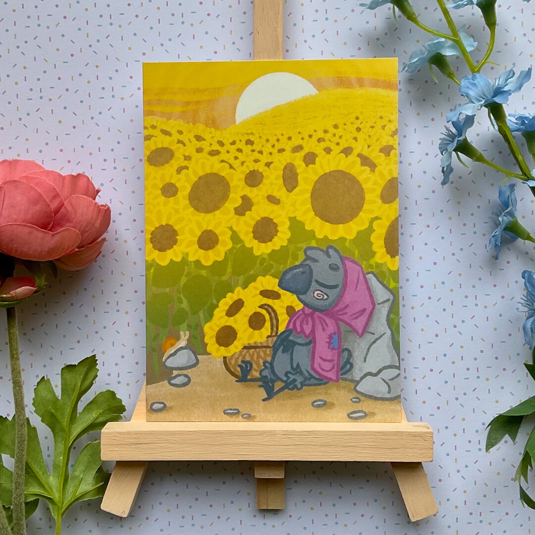 Cute Crow Raven Jackdaw in Sunflower Field Postcard in A6 - Etsy