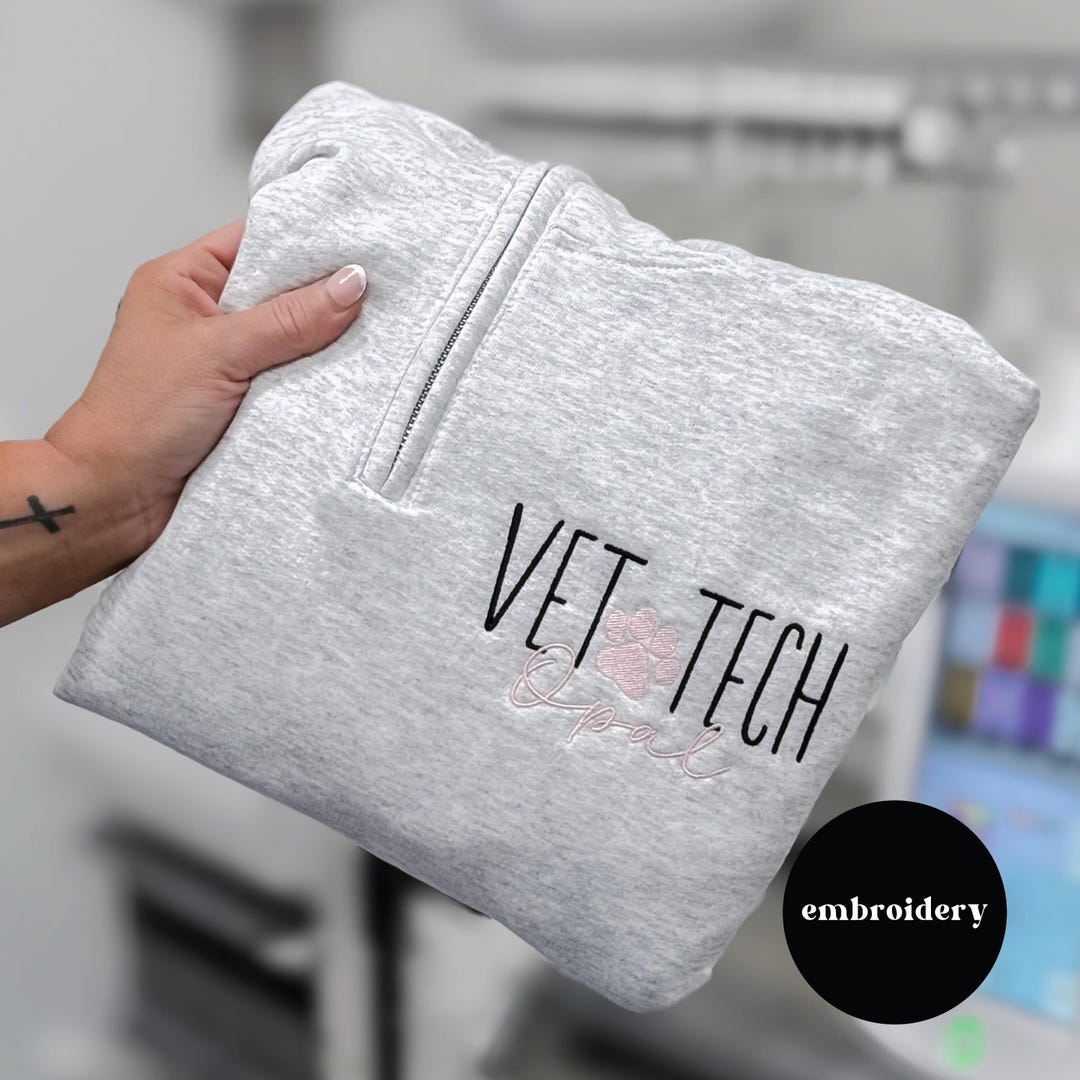 Vet Tech Qtr Zip Sweatshirt, Veterinarian Personalized Paw Print Gift ...