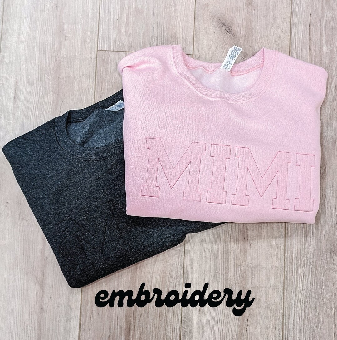 Puff Embroidery Mimi Sweatshirt • Custom Embossed Sweater Gift for Mom ...