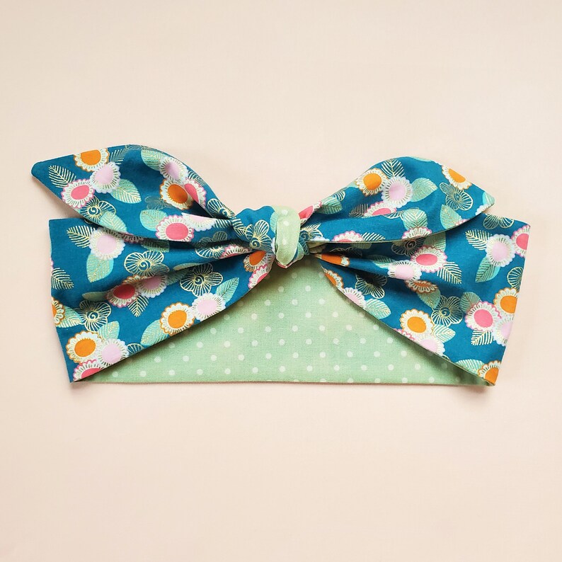 Retro HAIR WRAP Teal Floral PINUP Head Wrap Rockabilly - Etsy