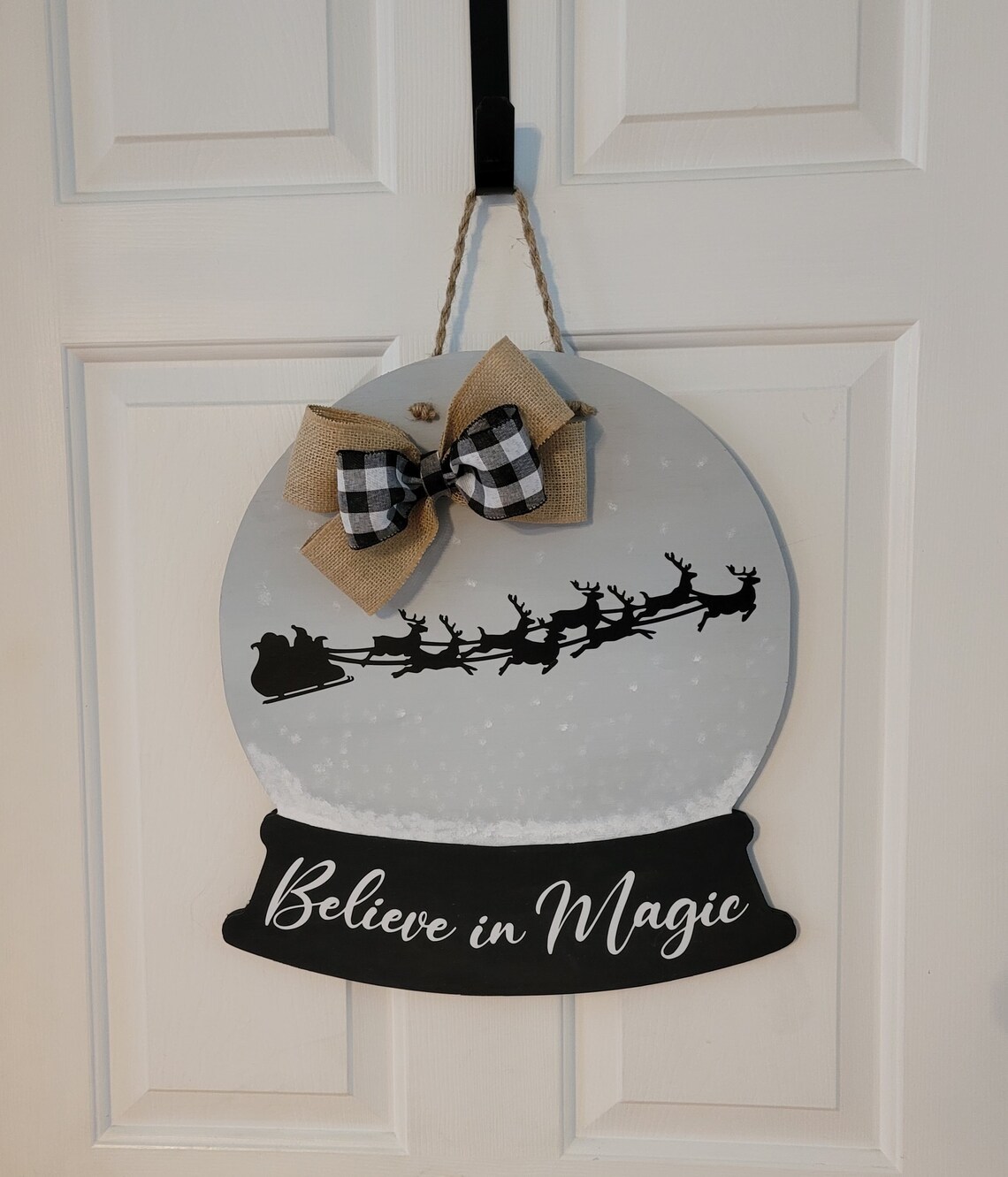 Believe in Magic Door Hanger Christmas Snow globe Circle | Etsy