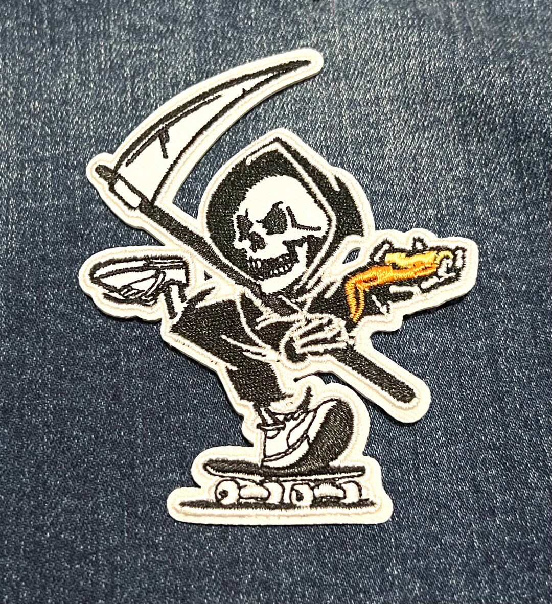 Pizza Grim Reaper - Embroidered Iron-on Patch - Etsy