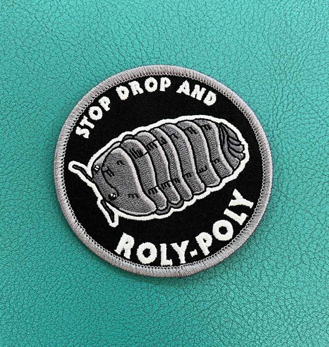 Stop, Drop, and Roly-poly - Iron-on Embroidered Isopod Patch. - Etsy