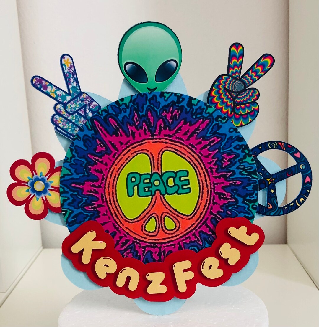 Cake Topper Hippy, Retro, Alien, Festival Theme. - Etsy