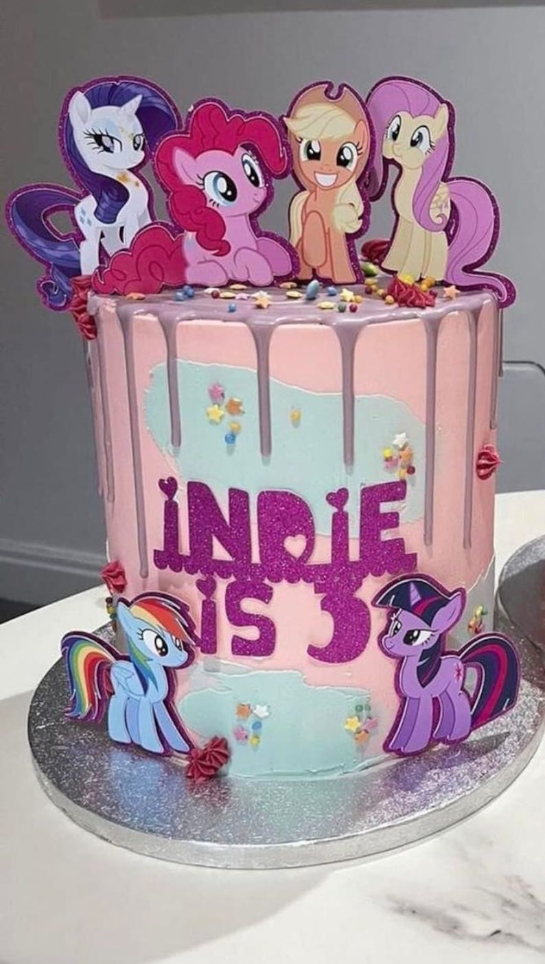 Cake Topper My Little Pony Theme Personalized Topper Cake - Etsy
