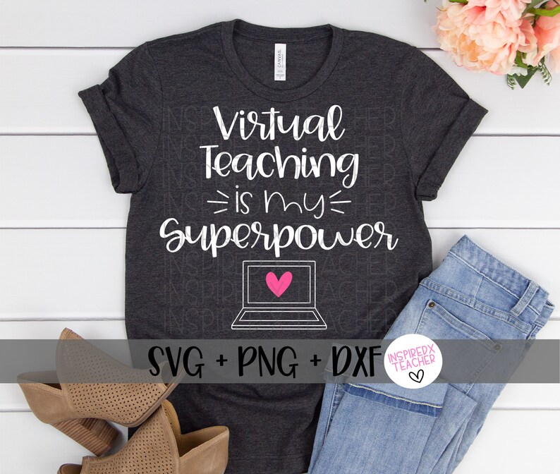 Virtual Teaching is my Superpower SVG Teacher Shirt | Etsy