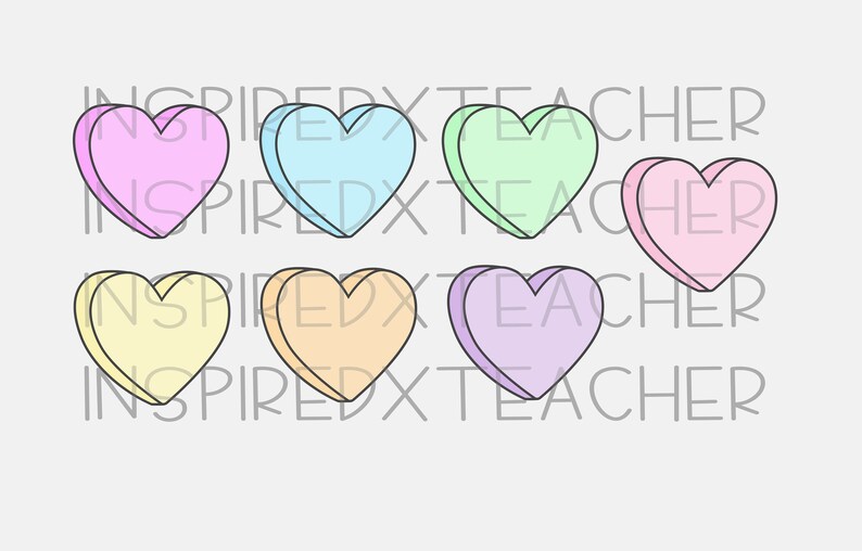 Candy Hearts Clip Art and SVG - Etsy