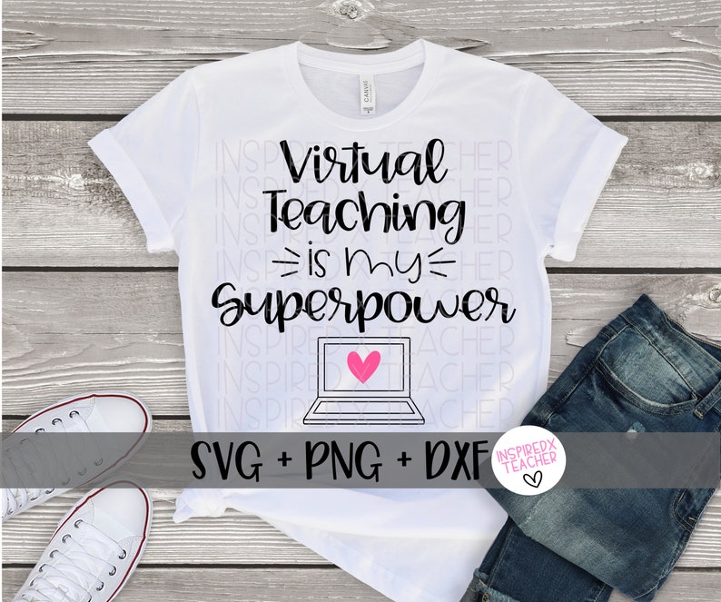 Virtual Teaching is my Superpower SVG Teacher Shirt | Etsy