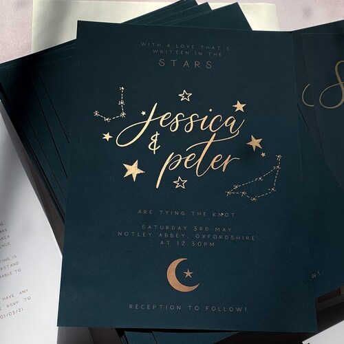 Gold : Celestial Star Chart Wedding Invitation Moon and Stars - Etsy