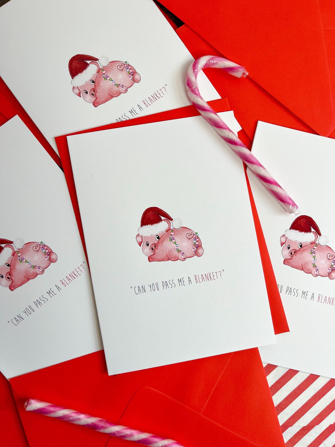 Pig in Blanket Card Pack of 5! Illustrated Christmas Card Pack, Cute ...