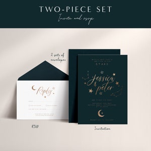 Celestial Wedding Invitation, Rose Gold Foil Invite, Galaxy Wedding ...